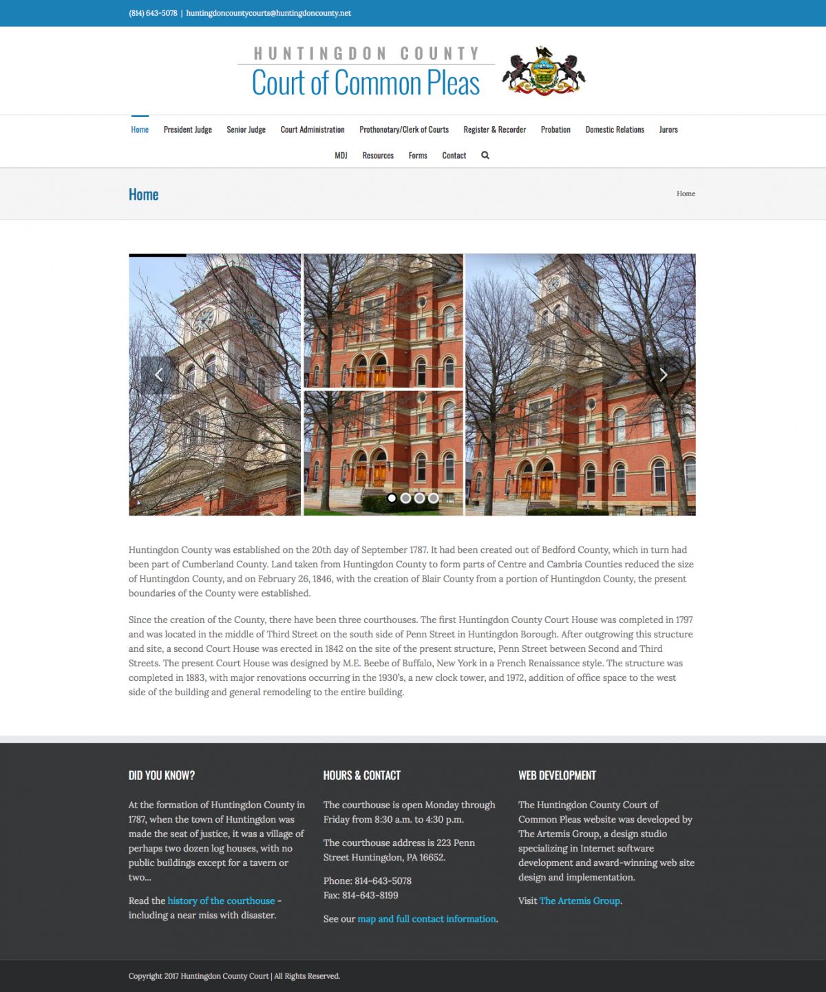 Huntingdon County Court of Common Pleas – The Artemis Group